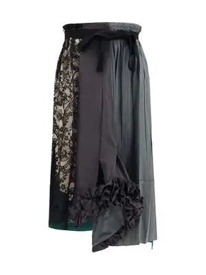 Prada Patchwork Midi Skirt With Panel Construction - Multicolor