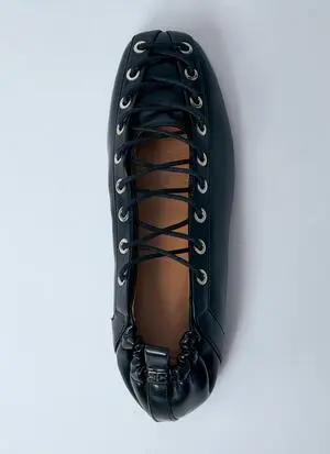GANNI Oleatex Ballerina Flats - Black