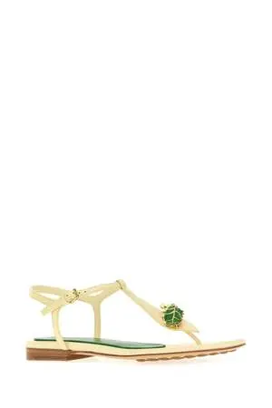 Bottega Veneta Leather Rana Flora Sandals - Yellow