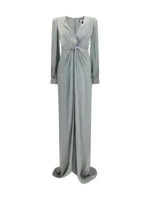 NISSA Long Crossover Dress - Green