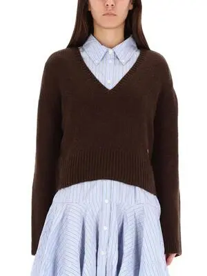 GANNI Ganni Women V-Neck Sweater Brown