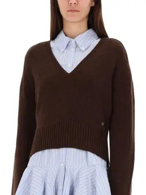 GANNI V-neck Sweater - Brown
