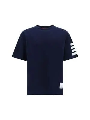 Thom Browne T-shirt With Horizontal Bands - Blue