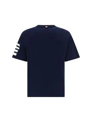 Thom Browne T-shirt With Horizontal Bands - Blue