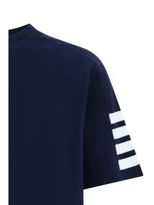 Thom Browne T-shirt With Horizontal Bands - Blue