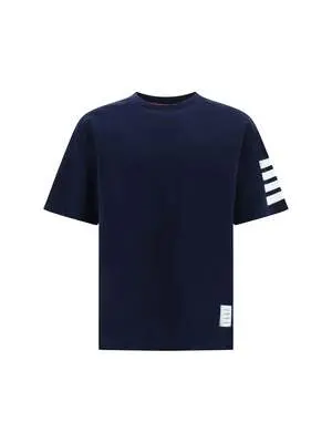 Thom Browne T-shirt With Horizontal Bands - Blue