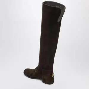 Dolce & Gabbana High Suede Boot In Ebony - Brown