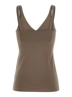 Brunello Cucinelli Monil-detailed Cotton Top - Brown