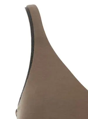 Brunello Cucinelli Monil-detailed Cotton Top - Brown