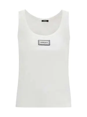 Versace Ribbed Stretch Cotton Tank Top - White