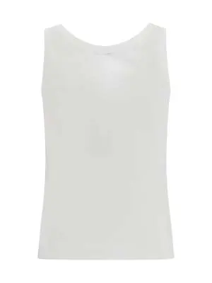 Versace Ribbed Stretch Cotton Tank Top - White