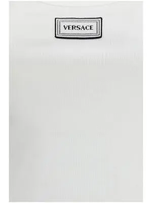 Versace Ribbed Stretch Cotton Tank Top - White