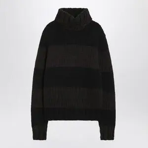 Dolce & Gabbana Striped Wool-blend Turtleneck Sweater - Black