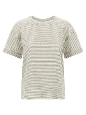Peserico Lamé Stripes T-shirt - Cream