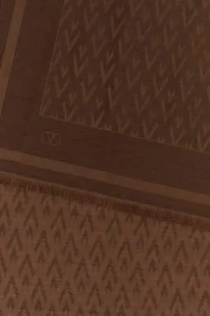 Valentino Garavani Silk Blend Toute La V Scarf - Brown