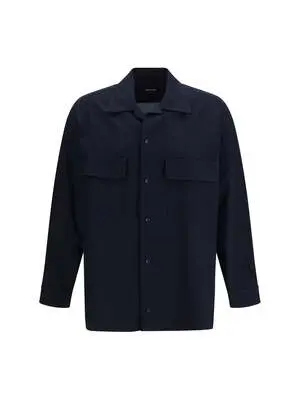 Giorgio Armani Cotton Shirt With Classic Collar - Blue