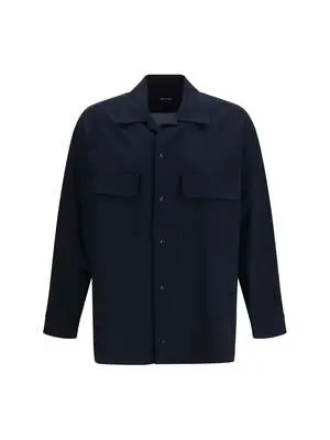 Giorgio Armani Cotton Shirt With Classic Collar - Blue
