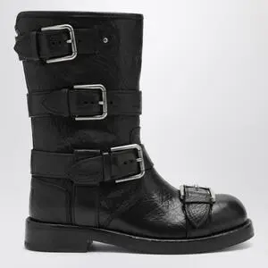 Dolce & Gabbana Leather Boots With Straps - Black
