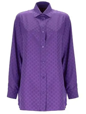 Gucci Shirt With Gg Weave - Purple