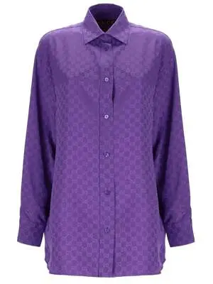 Gucci Gg Weave Silk Shirt - Purple