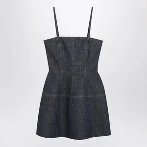 Fendi Denim Ff Motif Bustier Dress - Blue