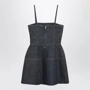 Fendi Denim Ff Motif Bustier Dress - Blue