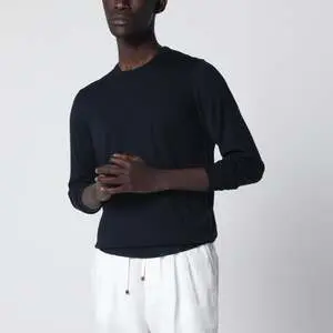 DRUMOHR Navy Wool Crew-neck Sweater - Blue