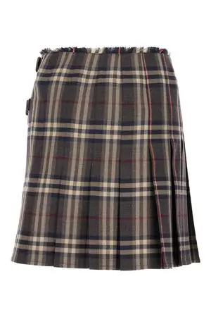 Burberry Pleated Plaid Skirt - Multicolor