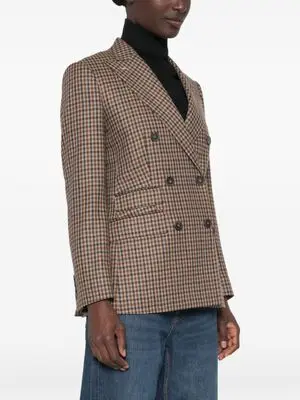 Max Mara Wool Houndstooth Double-breasted Jacket - Multicolor