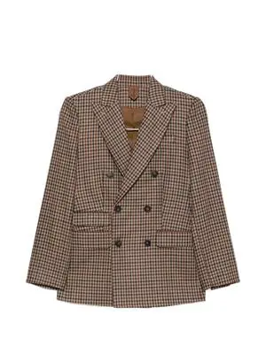 Max Mara Wool Houndstooth Double-breasted Jacket - Multicolor