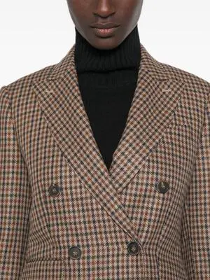 Max Mara Wool Houndstooth Double-breasted Jacket - Multicolor