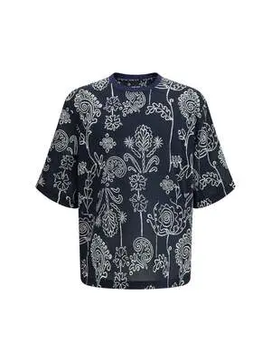 Giorgio Armani Cotton T-shirt With All Over Pattern - Multicolor