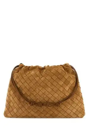 Bottega Veneta Camel Suede Medium Clutch - Brown