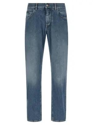 Dolce & Gabbana Heraldic Embroidery Jeans - Blue