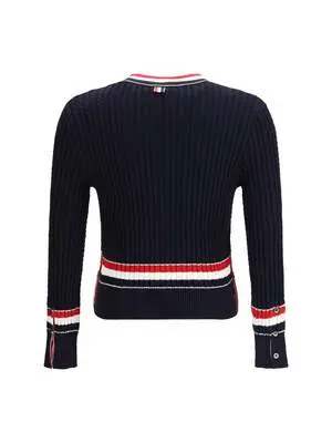 Thom Browne Intarsia Cable-knit V-neck Sweater