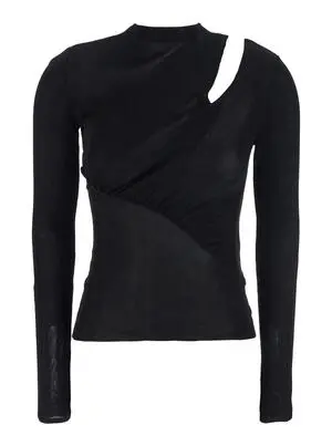 SELF-PORTRAIT Black Long-sleeve With Cut-out Detail In Viscose - Multicolor