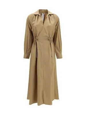 Max Mara Pedaggi Midi Dress In Cotton Poplin - Cream