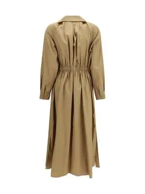 Max Mara Pedaggi Midi Dress In Cotton Poplin - Cream