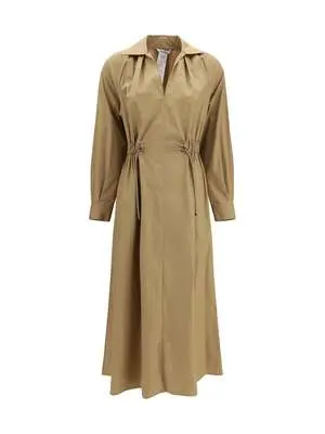 Max Mara Pedaggi Midi Dress In Cotton Poplin - Cream