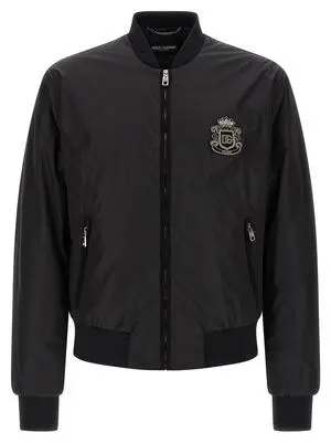 Dolce & Gabbana Dg' Patch Bomber Jacket - Black