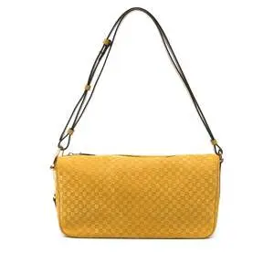 Gucci Suede Monogram Shoulder Bag - Yellow