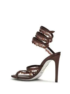 Rene Caovilla Chandelier Sandals In Satin - Brown