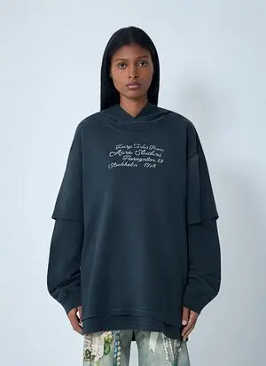 Acne Studios Hooded Logo Motif Sweatshirt - Black