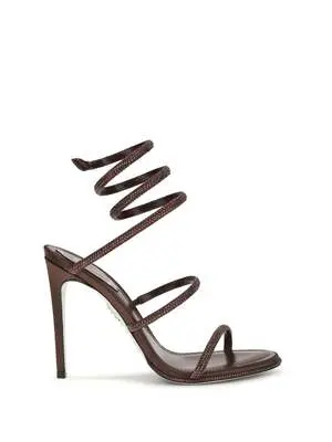 Rene Caovilla Cleo Satin Sandals - Brown