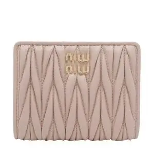 Miu Miu Logo Matelasse' Wallet - Pink