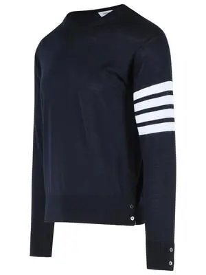 Thom Browne Classic 4 Bar' Sweater In Navy Merino Wool