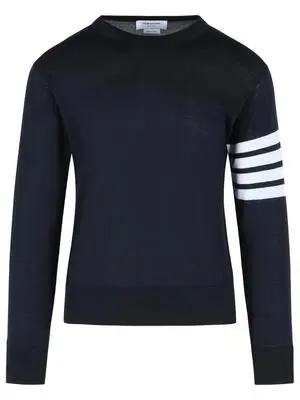 Thom Browne Classic 4-bar Sweater In Merino Wool - Blue