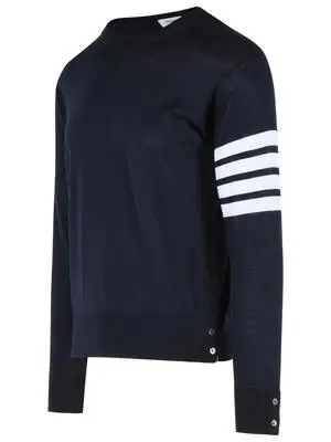 Thom Browne Classic 4-bar Sweater In Merino Wool - Blue