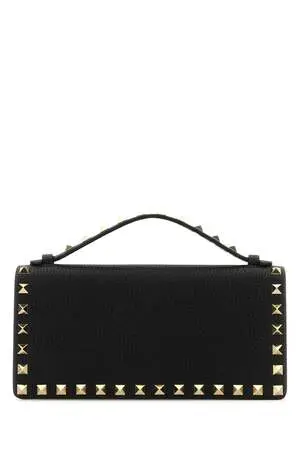 Valentino Garavani Leather Rockstud Handbag - Black