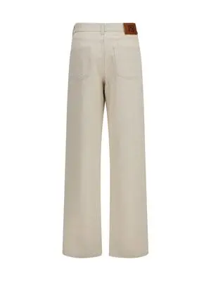 Fendi Cotton Denim Ff Reverse Jeans - Cream